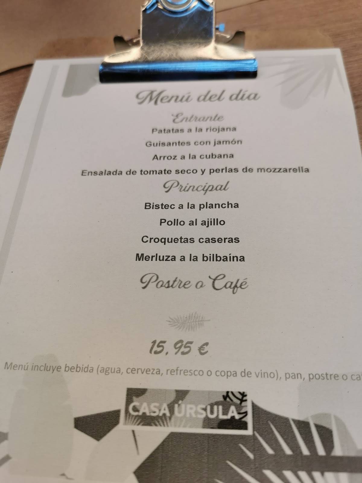 Menu at Restaurante Casa Úrsula Madrid, Madrid