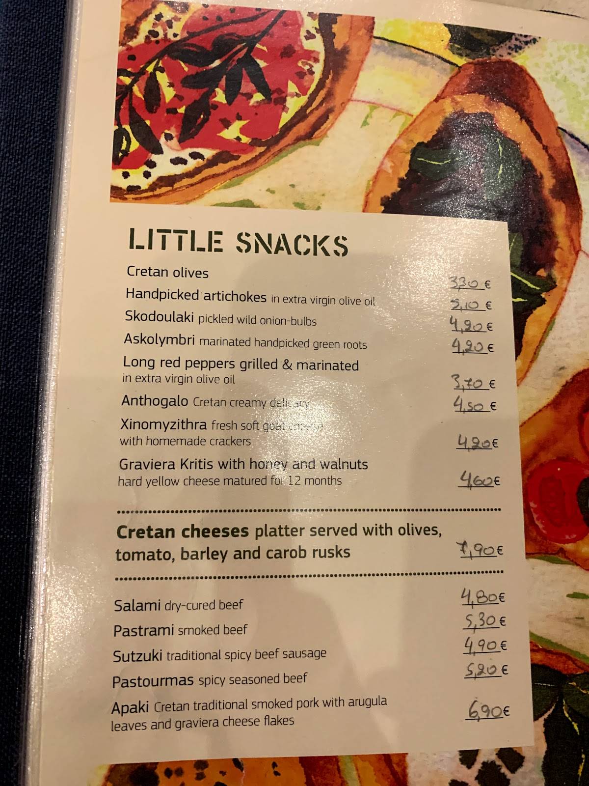 Menu at Raki Ba Raki, Rethimno