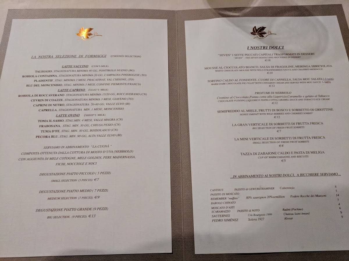 Menu da Ristorante con Camere Il Vigneto di Roddi, Roddi, Località Ravinali