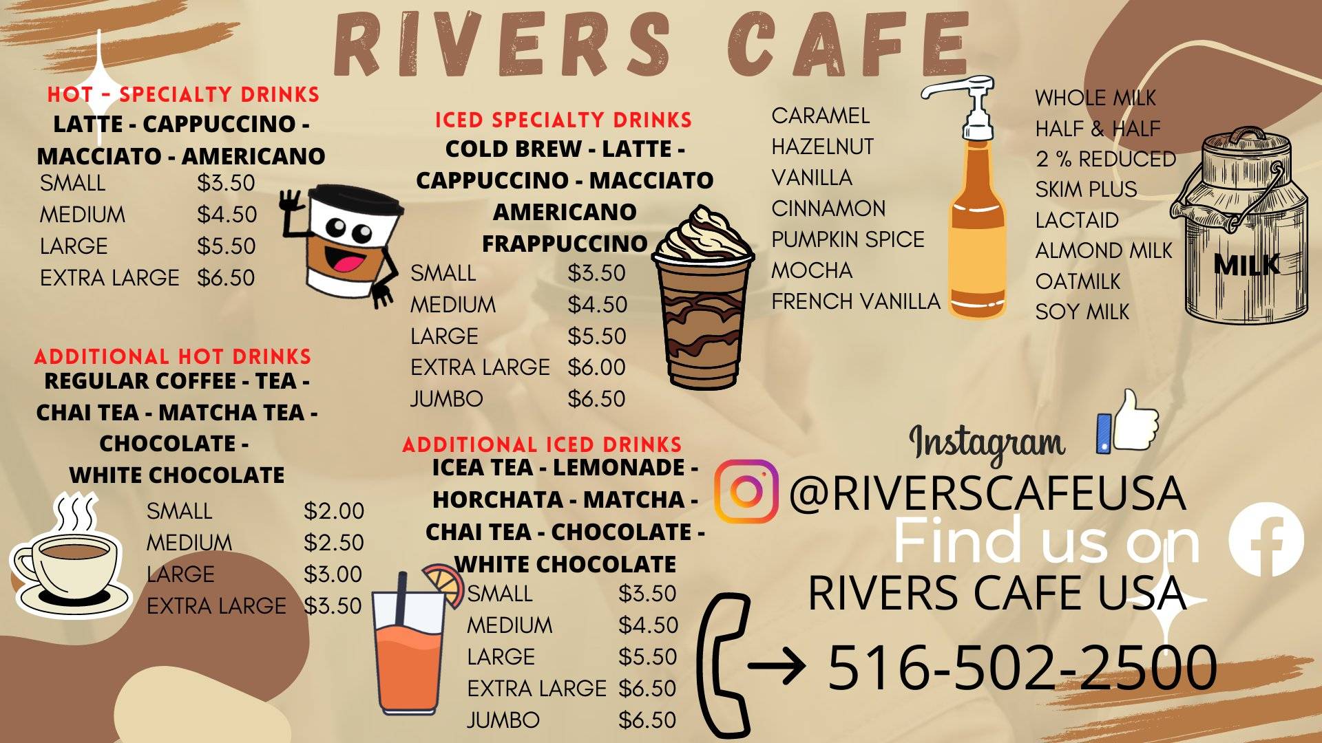 Menu at Rivers Cafe USA, Floral Park