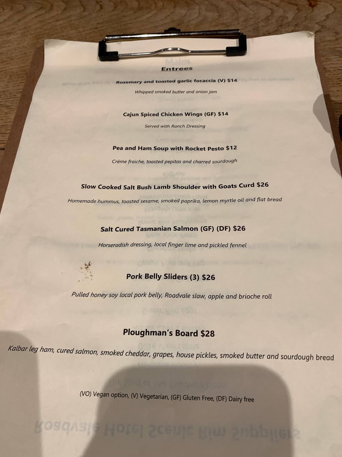 Menu at Roadvale Hotel pub & bar, Roadvale