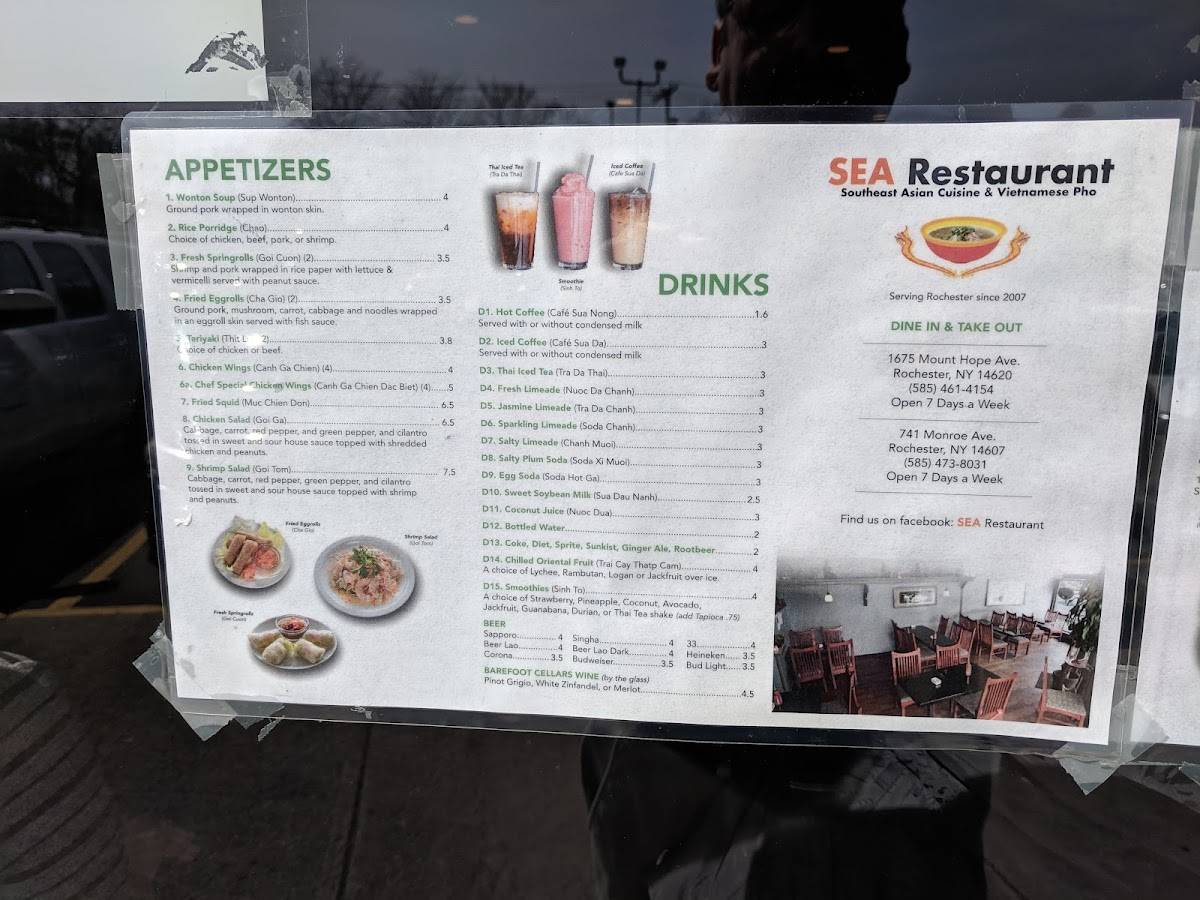 Menu at SEA Restaurant, Rochester, Mt Hope Ave