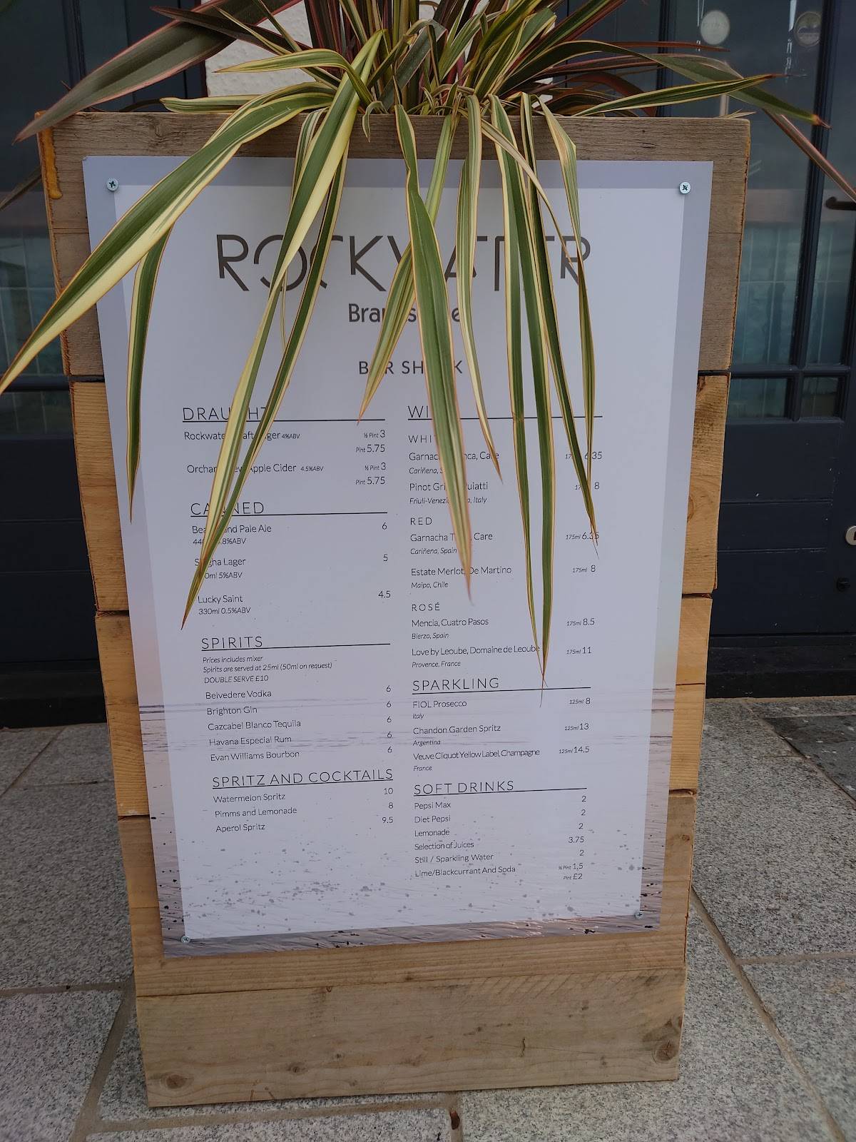 Menu at Rockwater Branksome restaurant, Poole