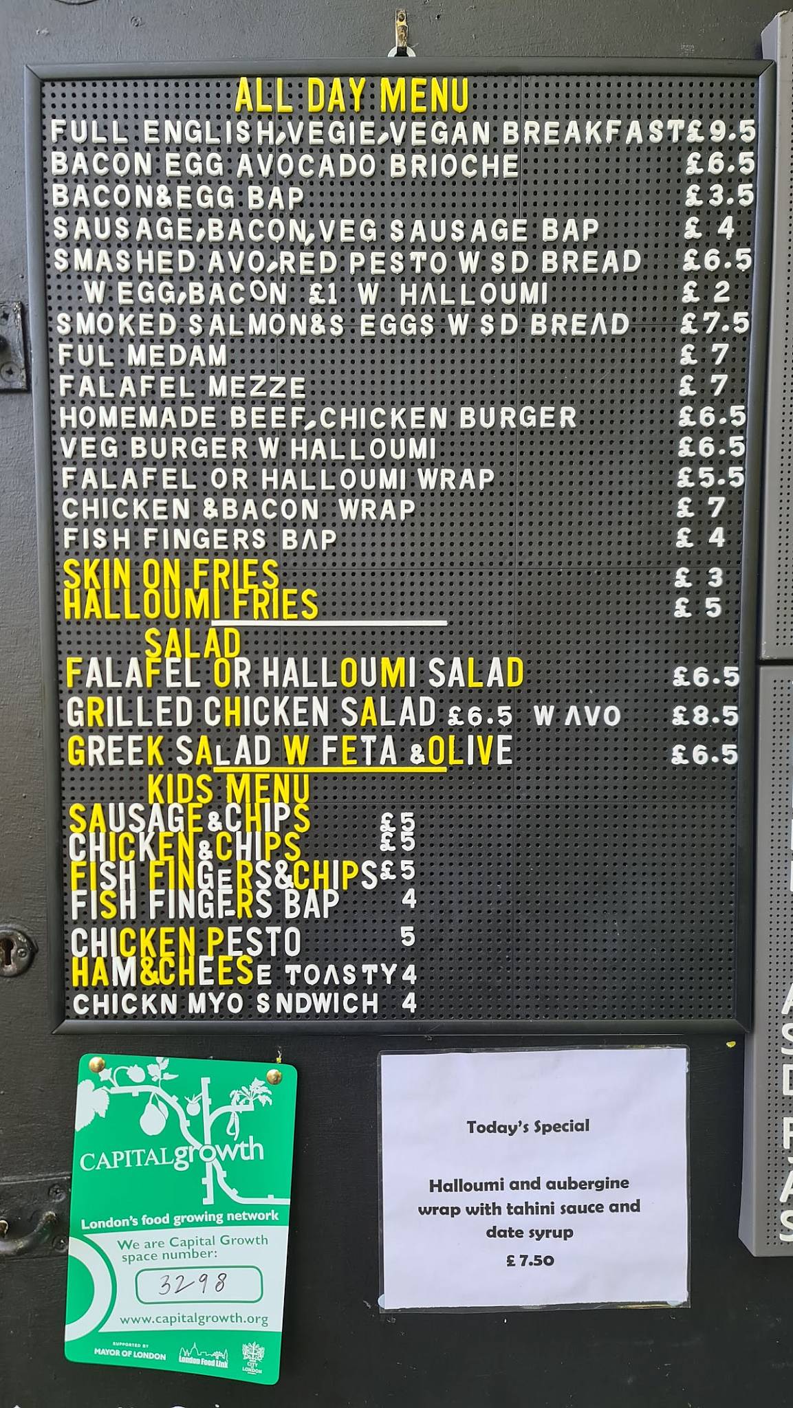Menu at Roundwood Lodge Cafe, London