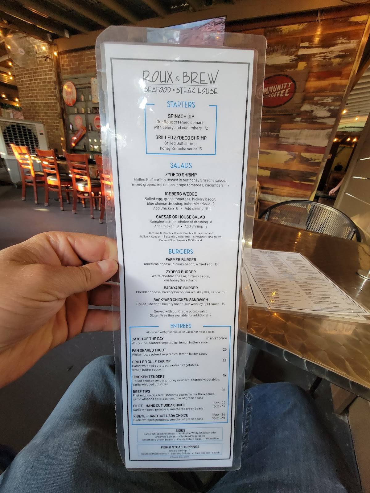 Menu at Roux & Brew Seafood and Steak House pub & bar, Ponchatoula