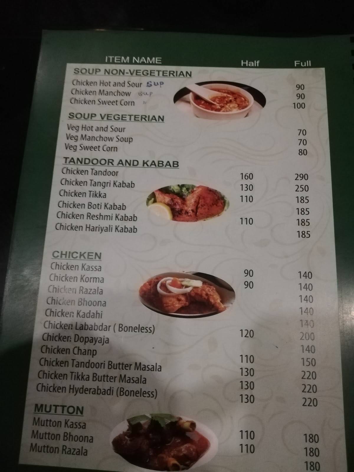 Menu at Royal Darbar, Jamshedpur, Kartar Fruits