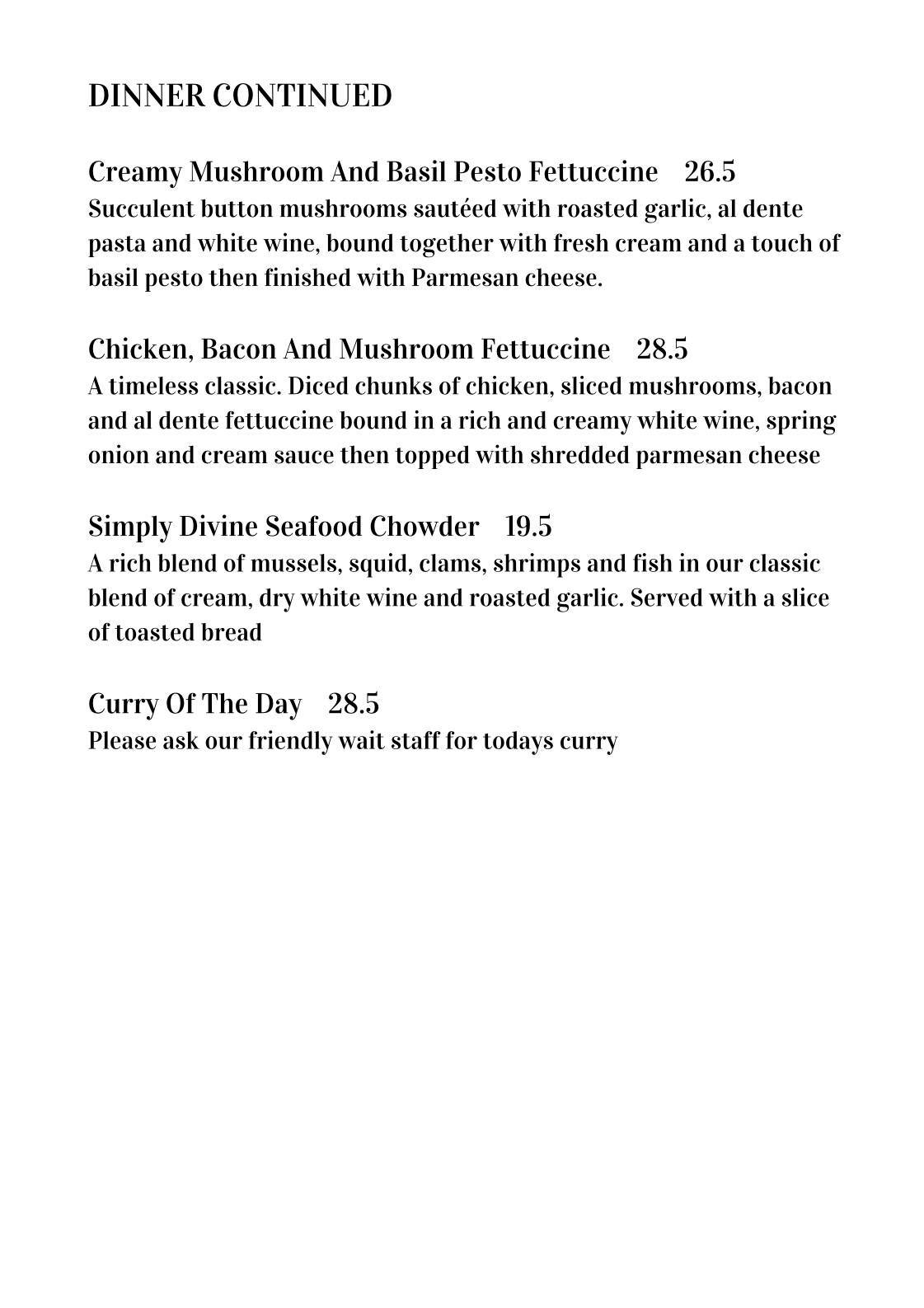 Menu at SIMPLY DIVINE CAFE, Egmont Village