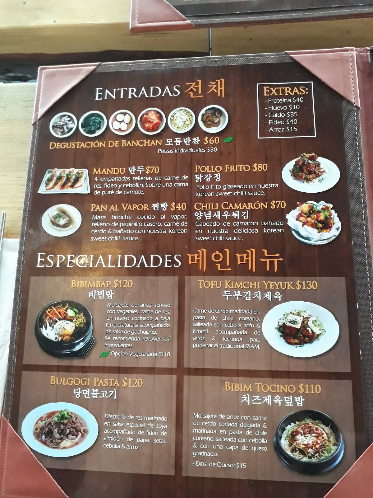 Carta del restaurante SSAM Comida Coreana, Guadalajara
