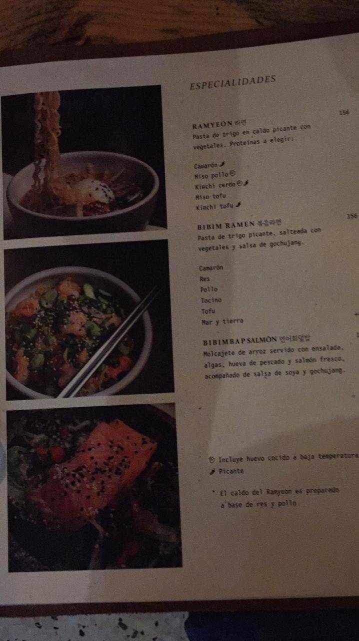 Carta del restaurante SSAM Comida Coreana, Guadalajara
