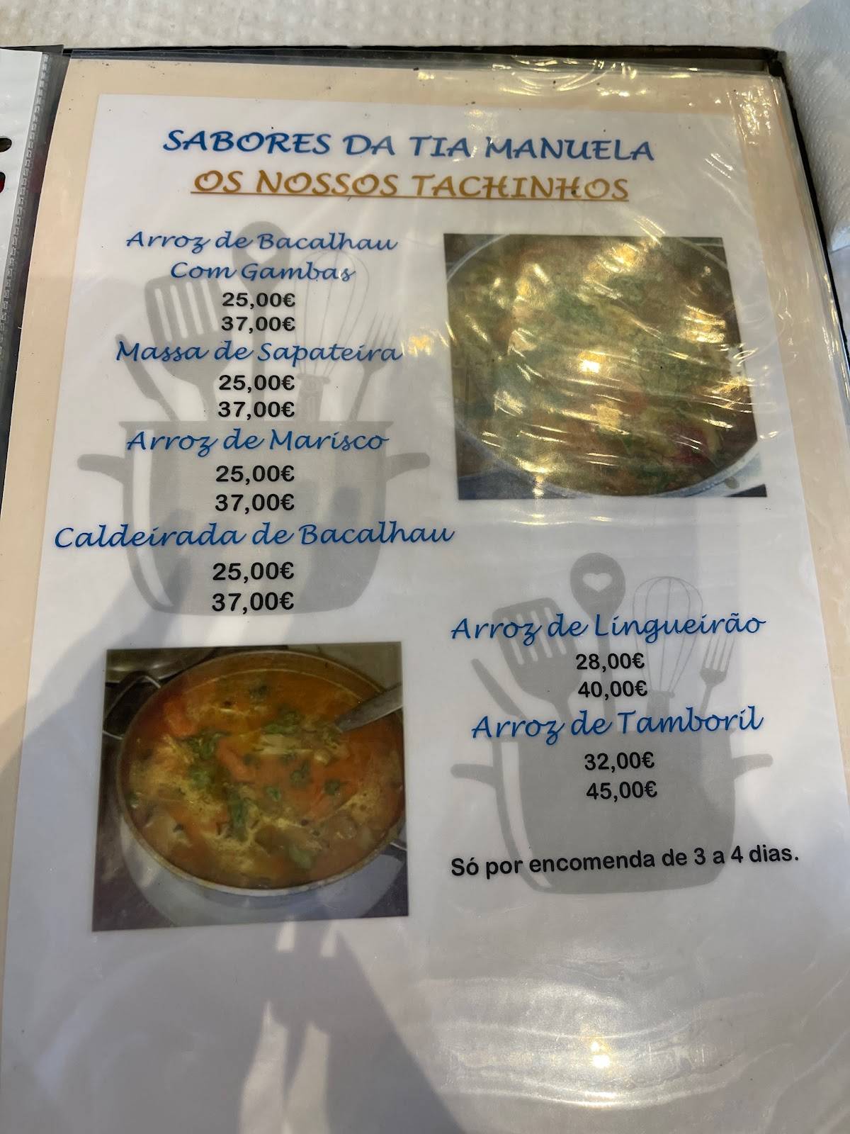 Menu em Sabores da tia manuela restaurante, Setúbal