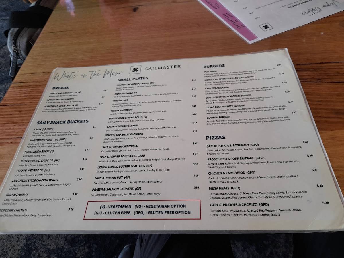 Menu at Sailmaster Tavern pub & bar, North Haven, 16 Arcadia Ct