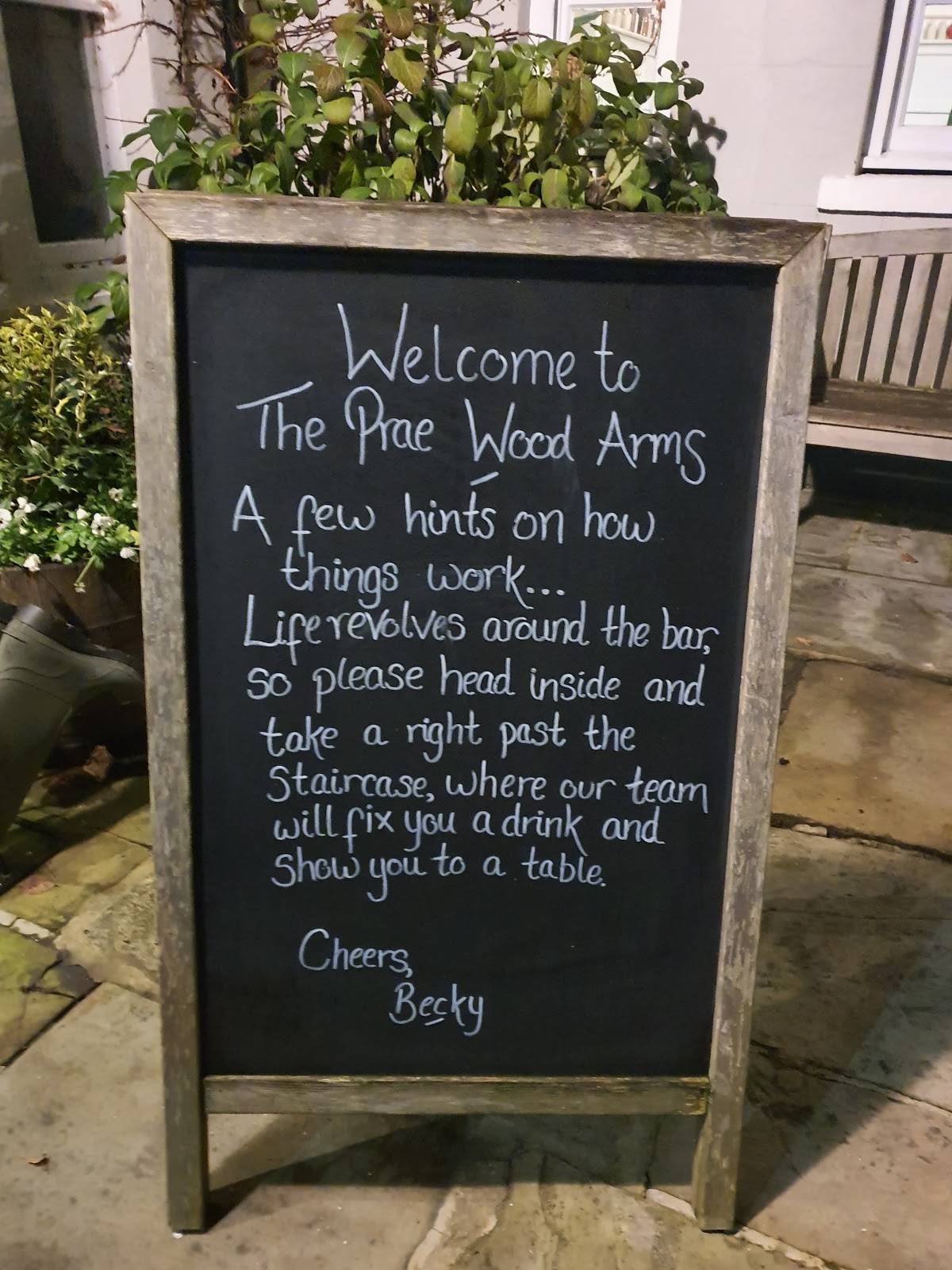 Menu at The Prae Wood Arms pub & bar, St Albans