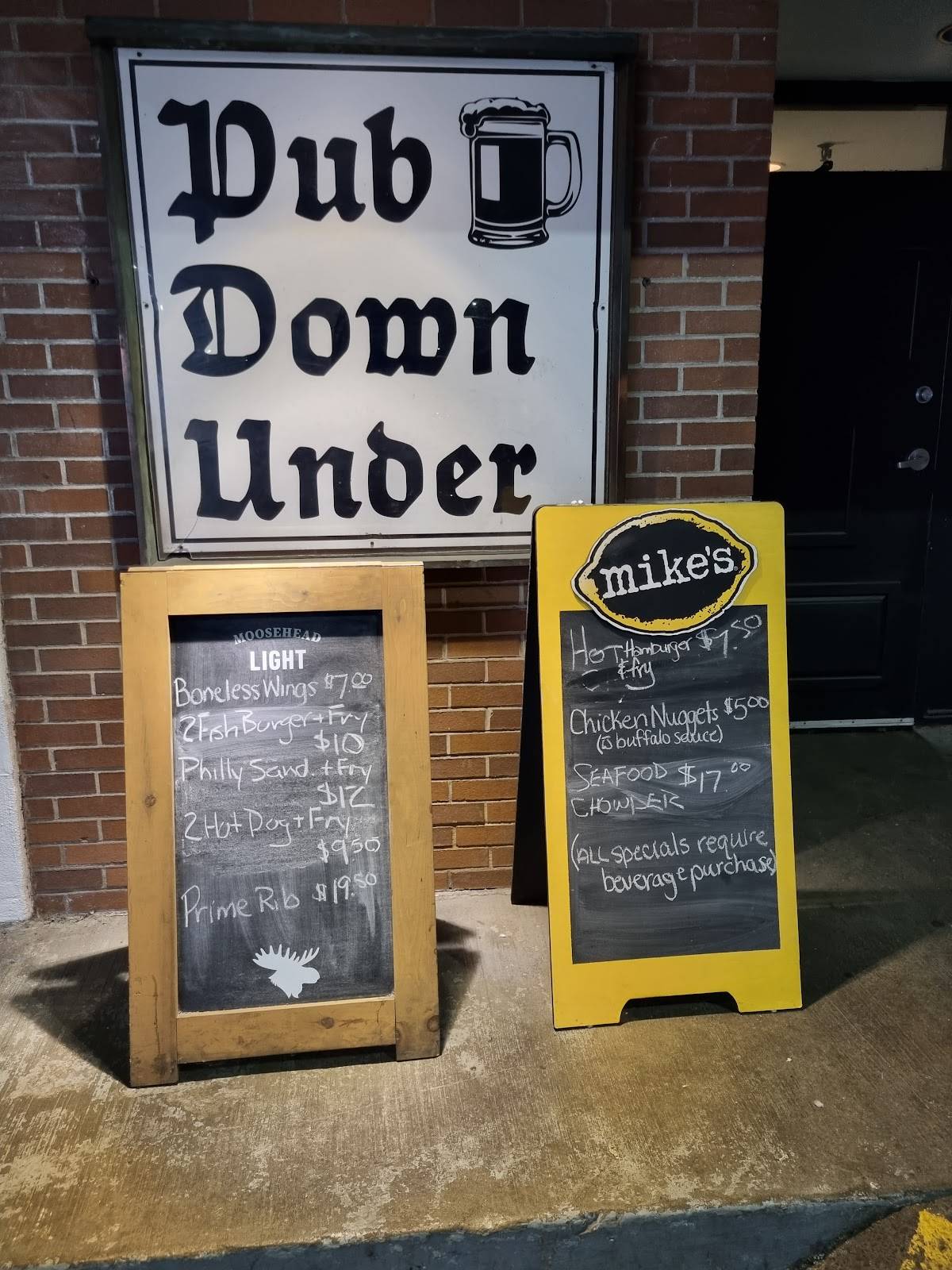 Menu at Pub Down Under, Saint John, 400 Main St