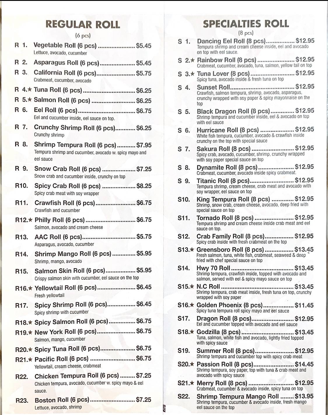 Menu at Sakura Express restaurant, Randleman, High Point St