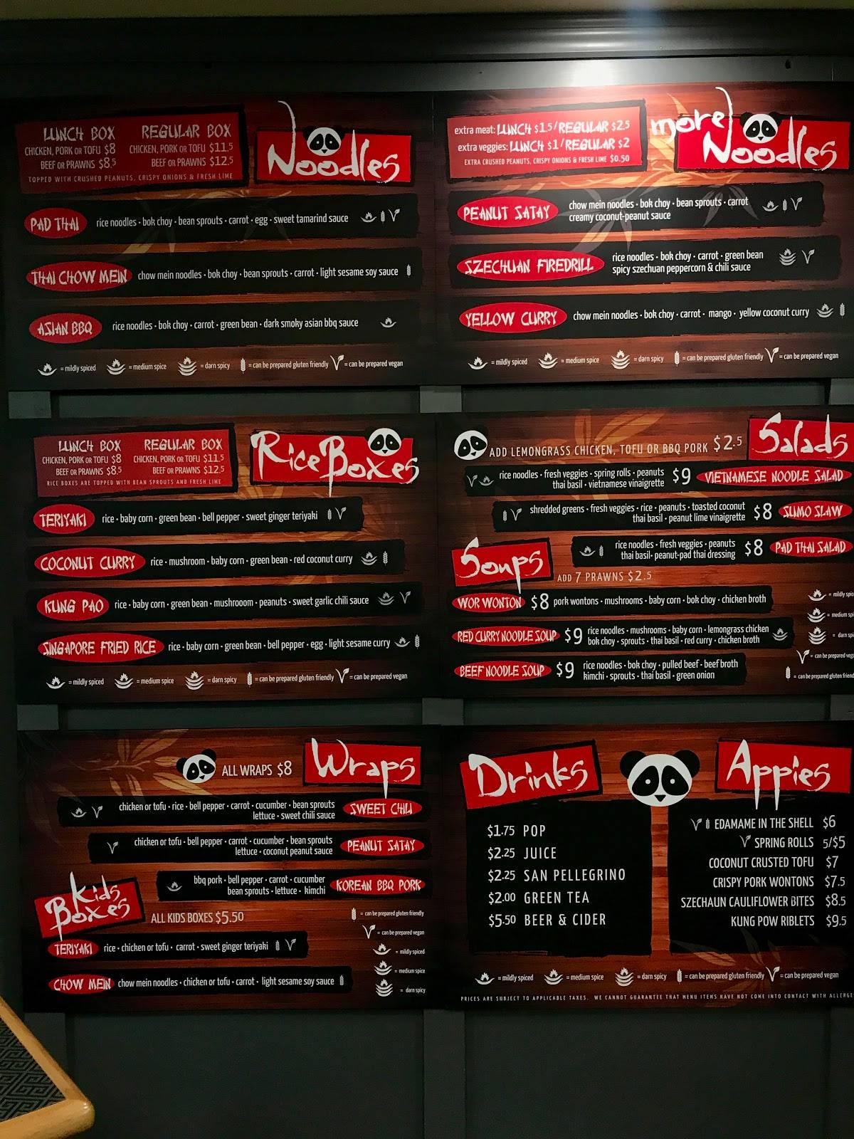 Menu at Hungry Panda restaurant, Salmon Arm