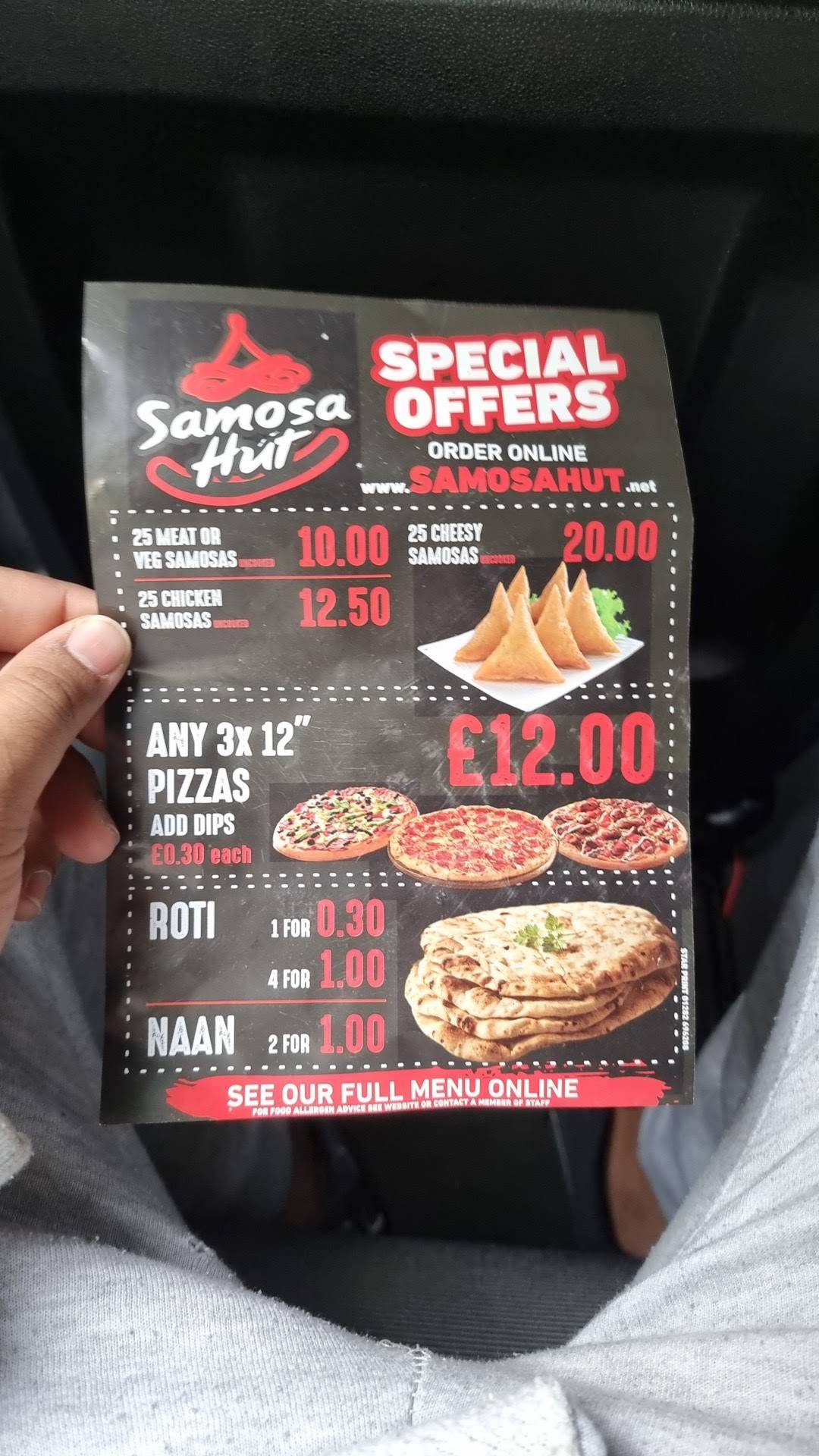 Menu at Samosa Hut Burnley restaurant, Burnley