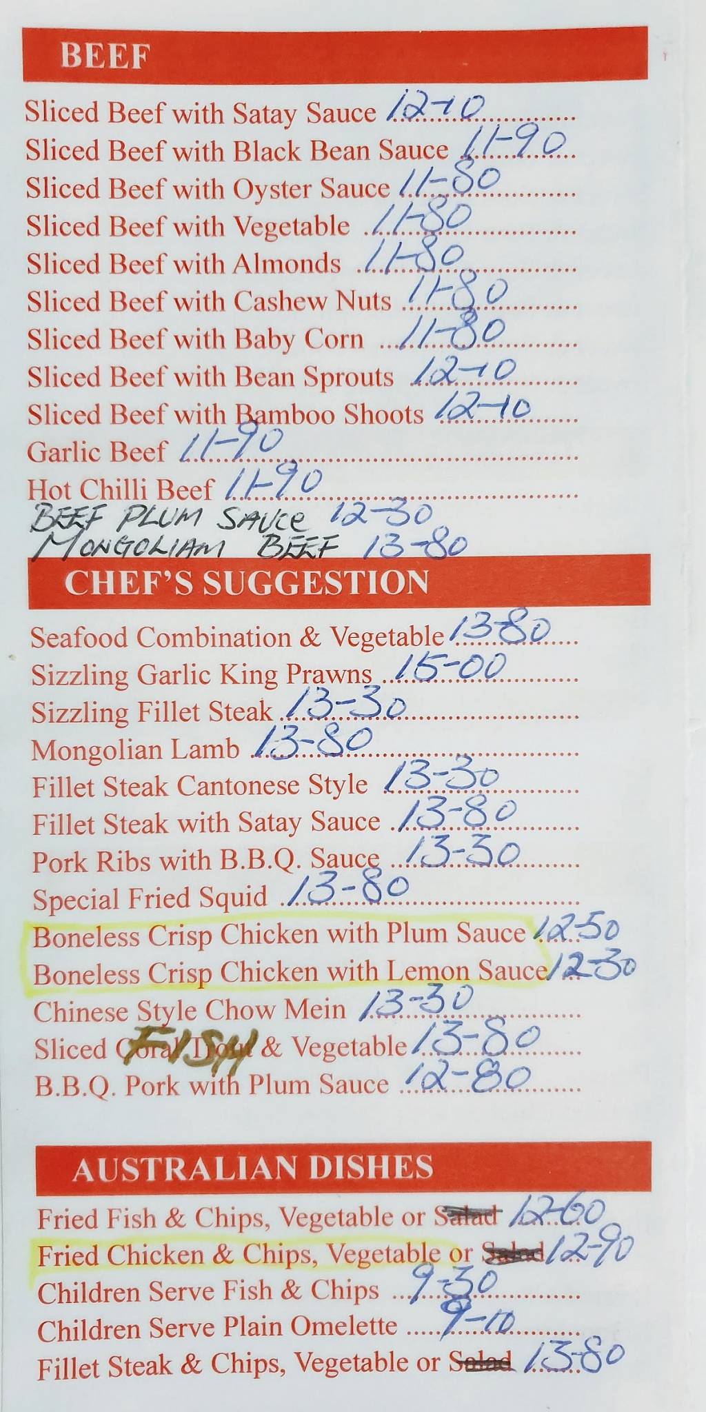 Menu at Sandgate Chinese Restaurant, Sandgate