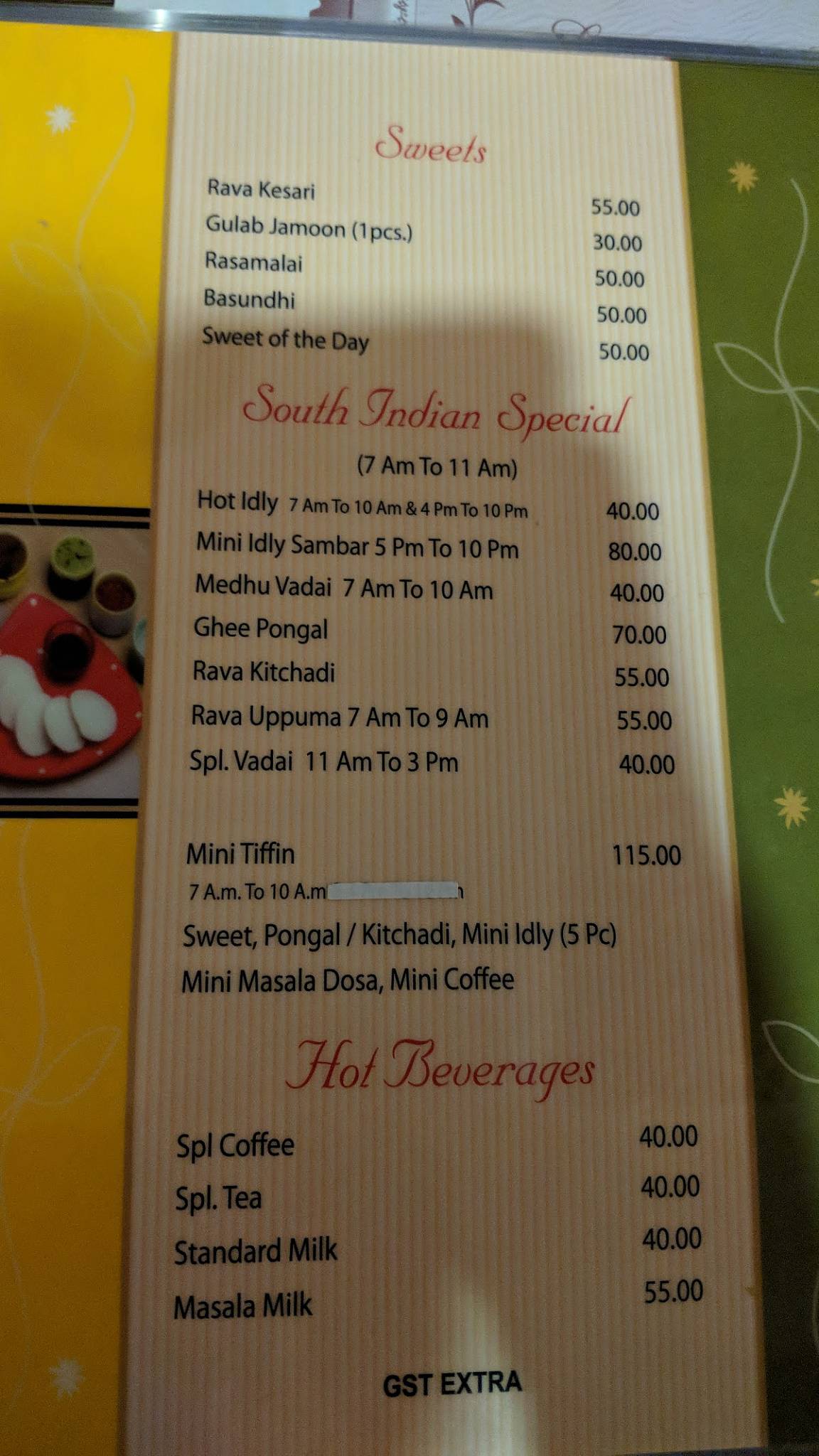 Menu at Sangeetha Veg Restaurant, Chennai, Marina Residency (Hotels in ...