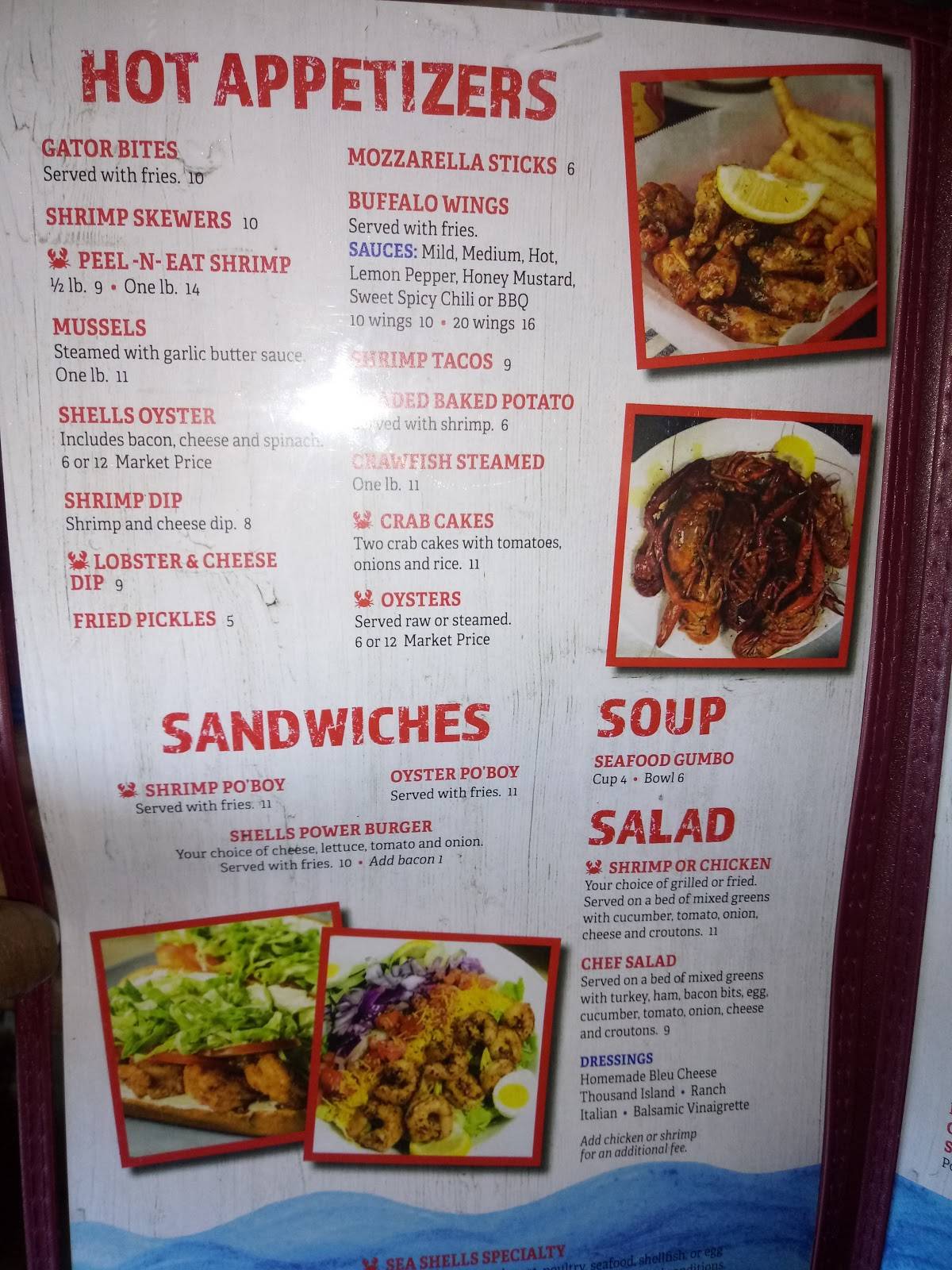 Menu at Sea Shells Seafood Restaurant, Warner Robins
