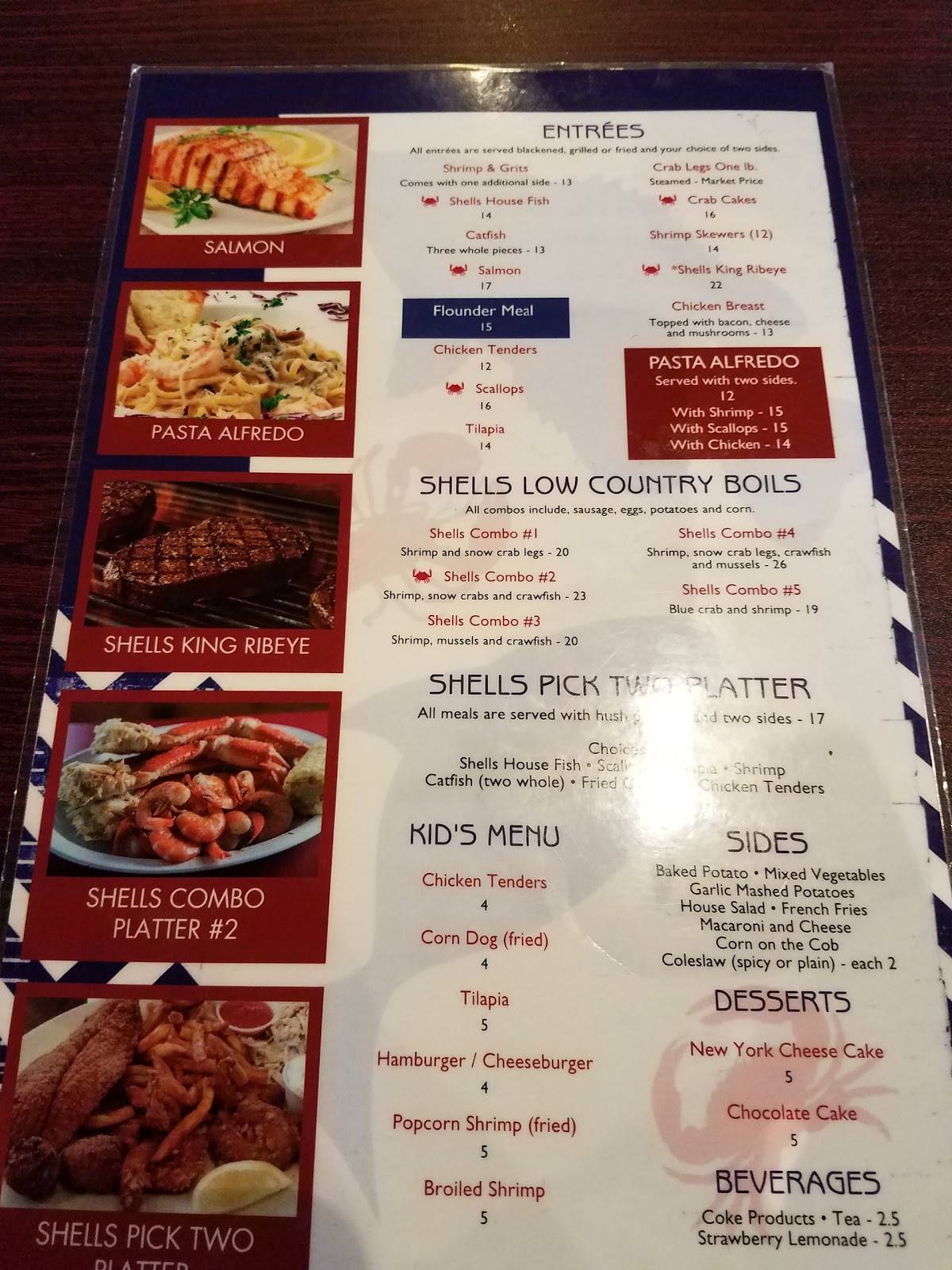 Menu at Sea Shells Seafood Restaurant, Warner Robins