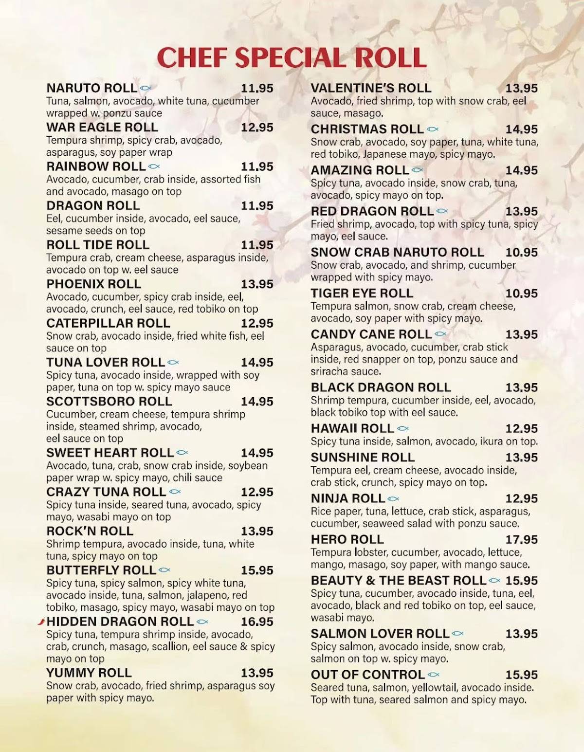 Menu at Senjyu House restaurant, Scottsboro