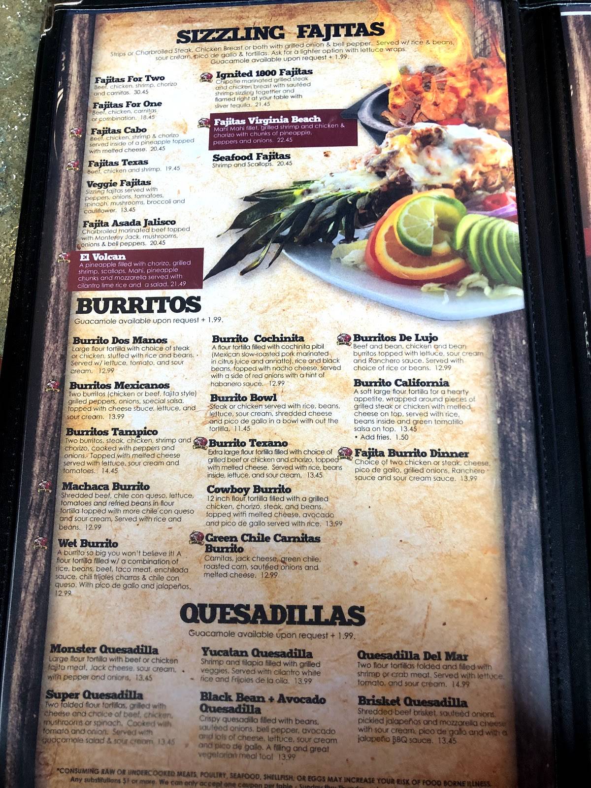 Menu at Senor Fox Mexican Restaurant, Virginia Beach, Nimmo Pkwy