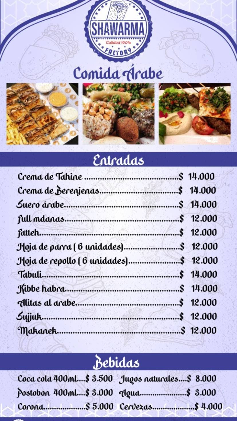 Menu at LAYALI COCINA ARABE restaurant, Gaira