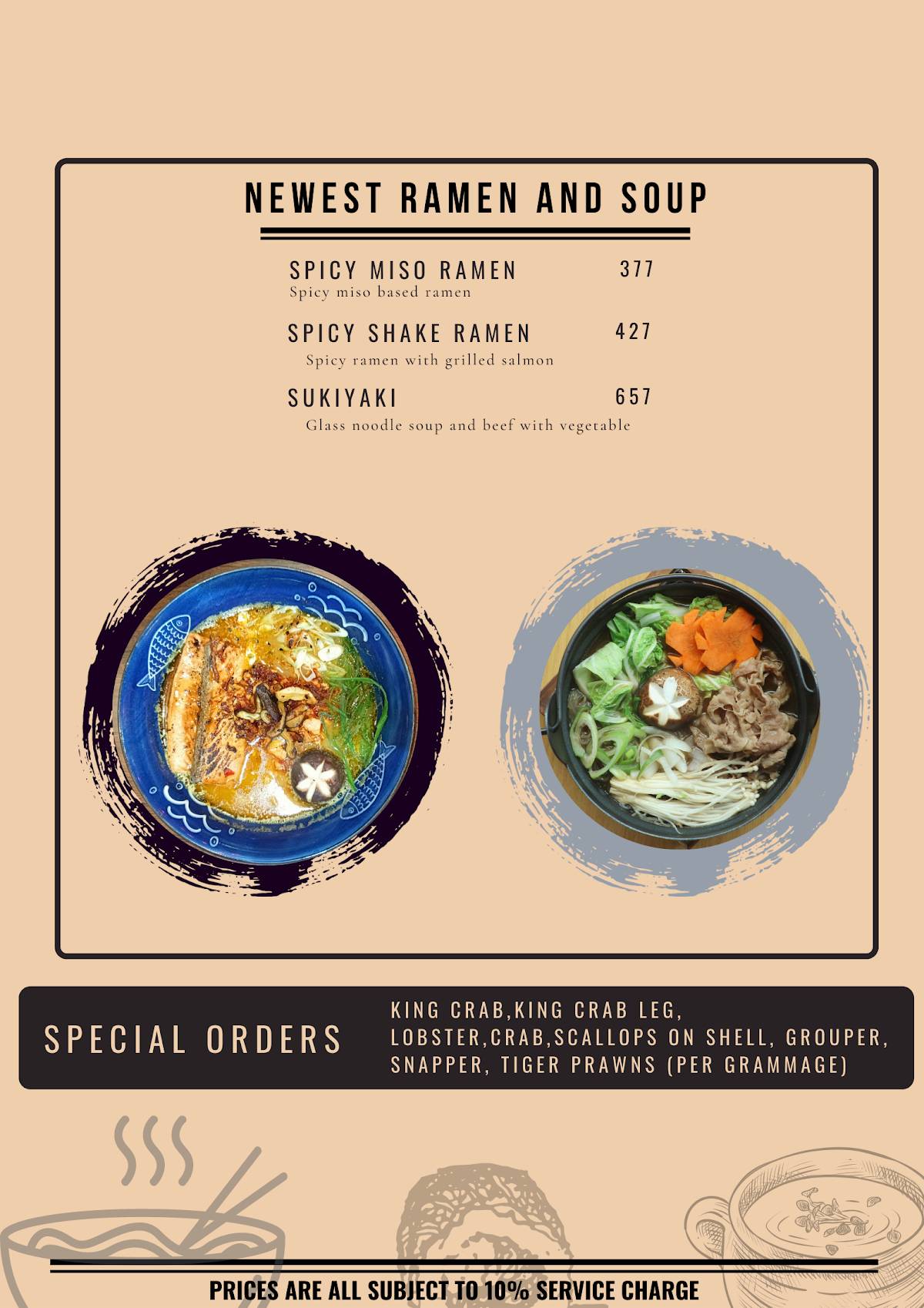 Menu at Shokudo Timog Restaurant, Quezon City