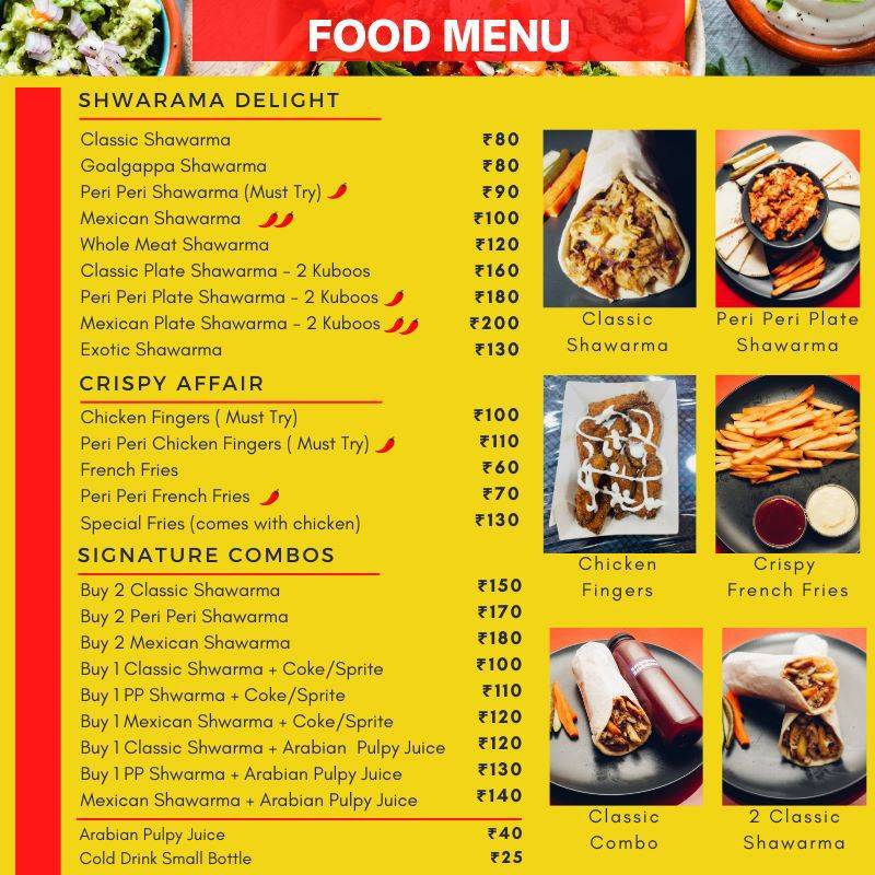 Menu at Shorma Shorma, Bengaluru