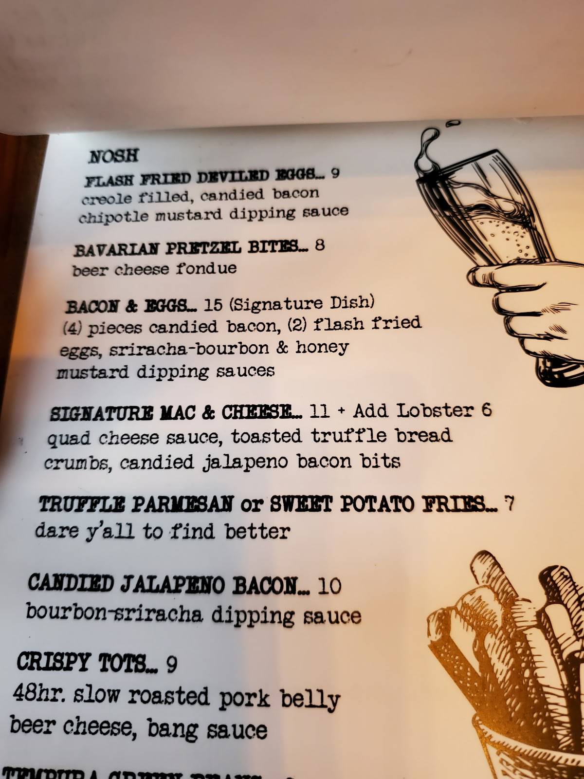 Menu at Sid's Garage restaurant, Meridian
