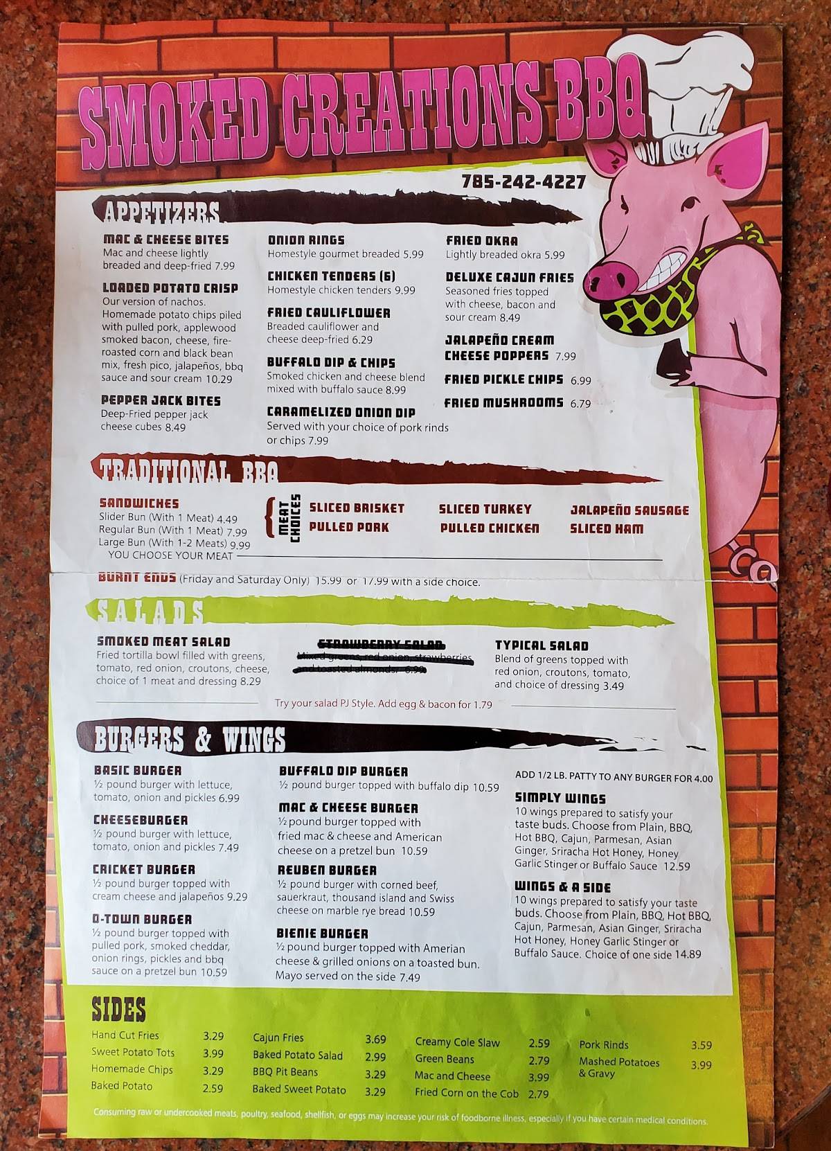 Menu at Smoked Creations BBQ, Ottawa