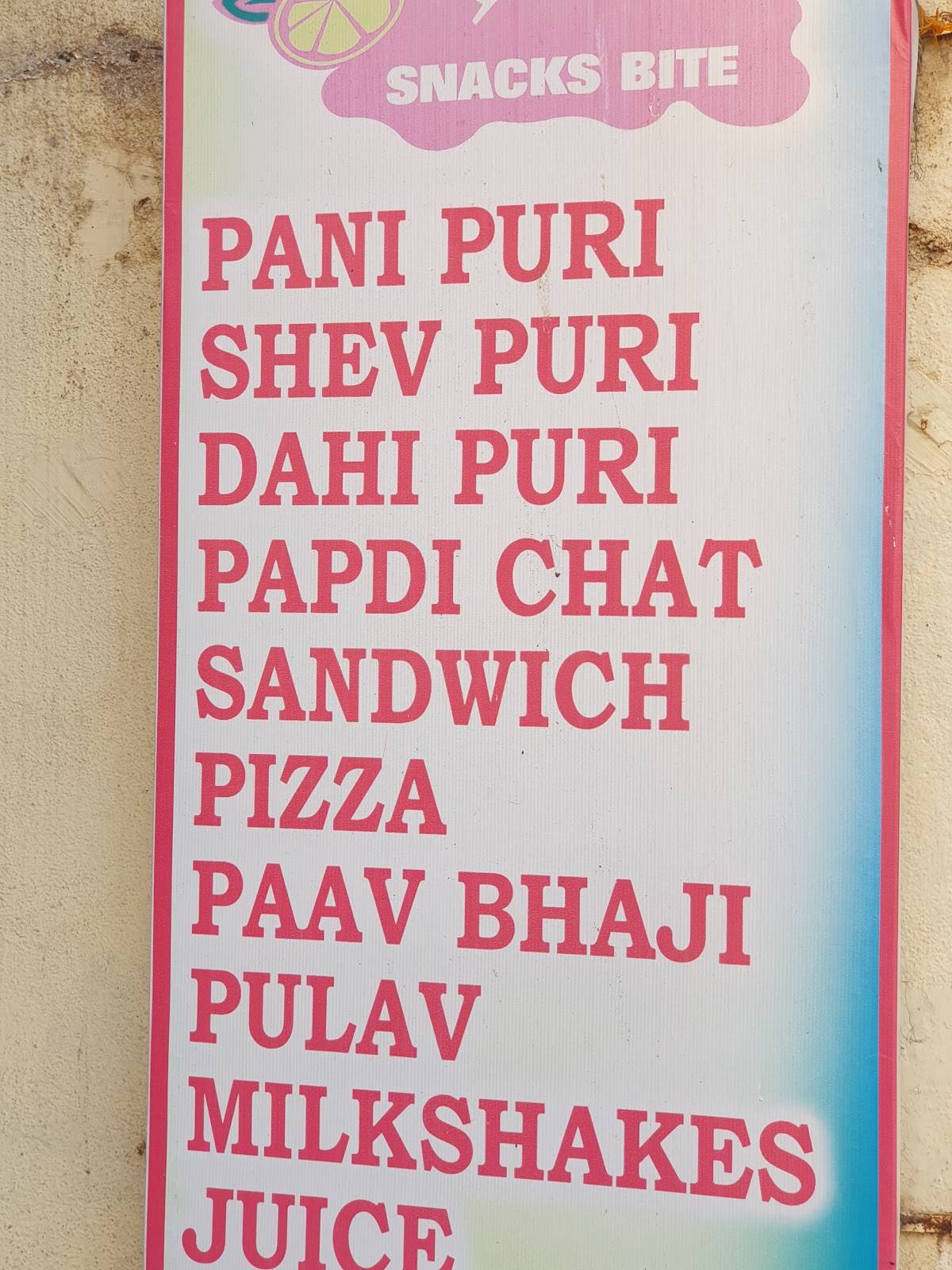 Menu at Snacks Bite, Mumbai