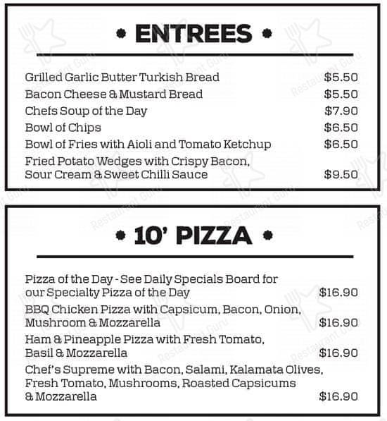Menu at The Somerset Hotel pub & bar, Para Hills