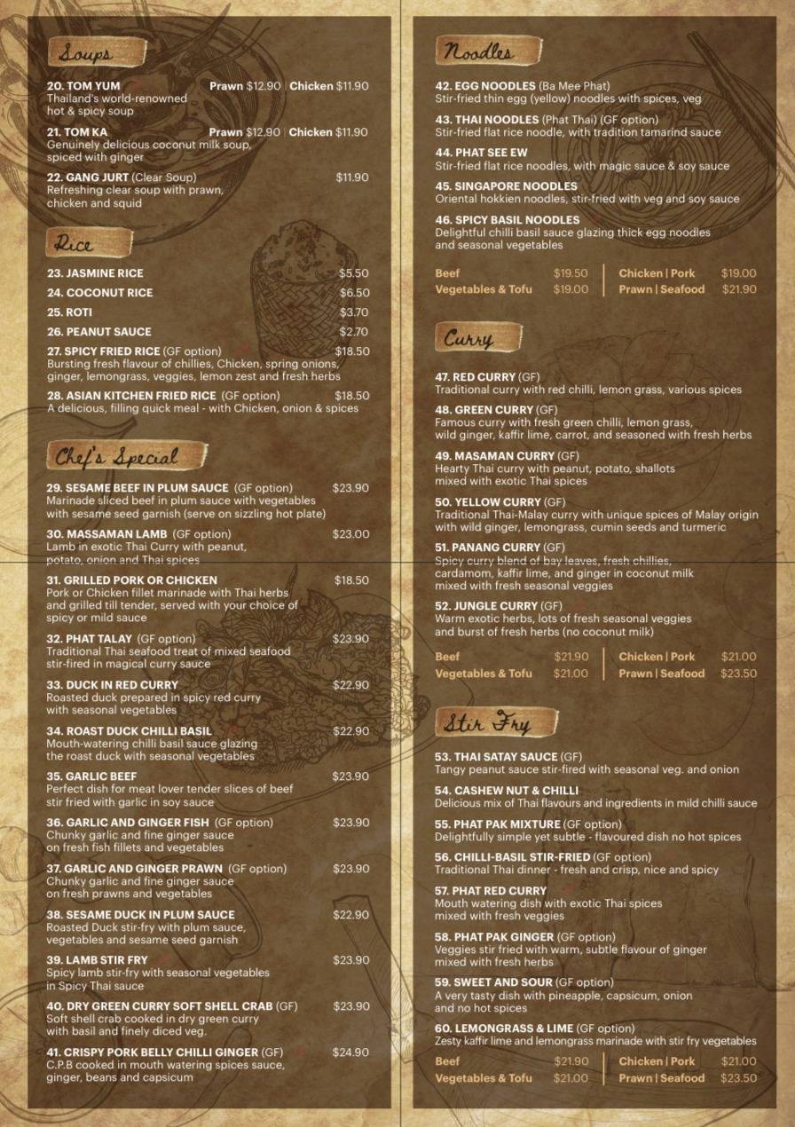 Menu at Spices & Pestle restaurant, Riddells Creek
