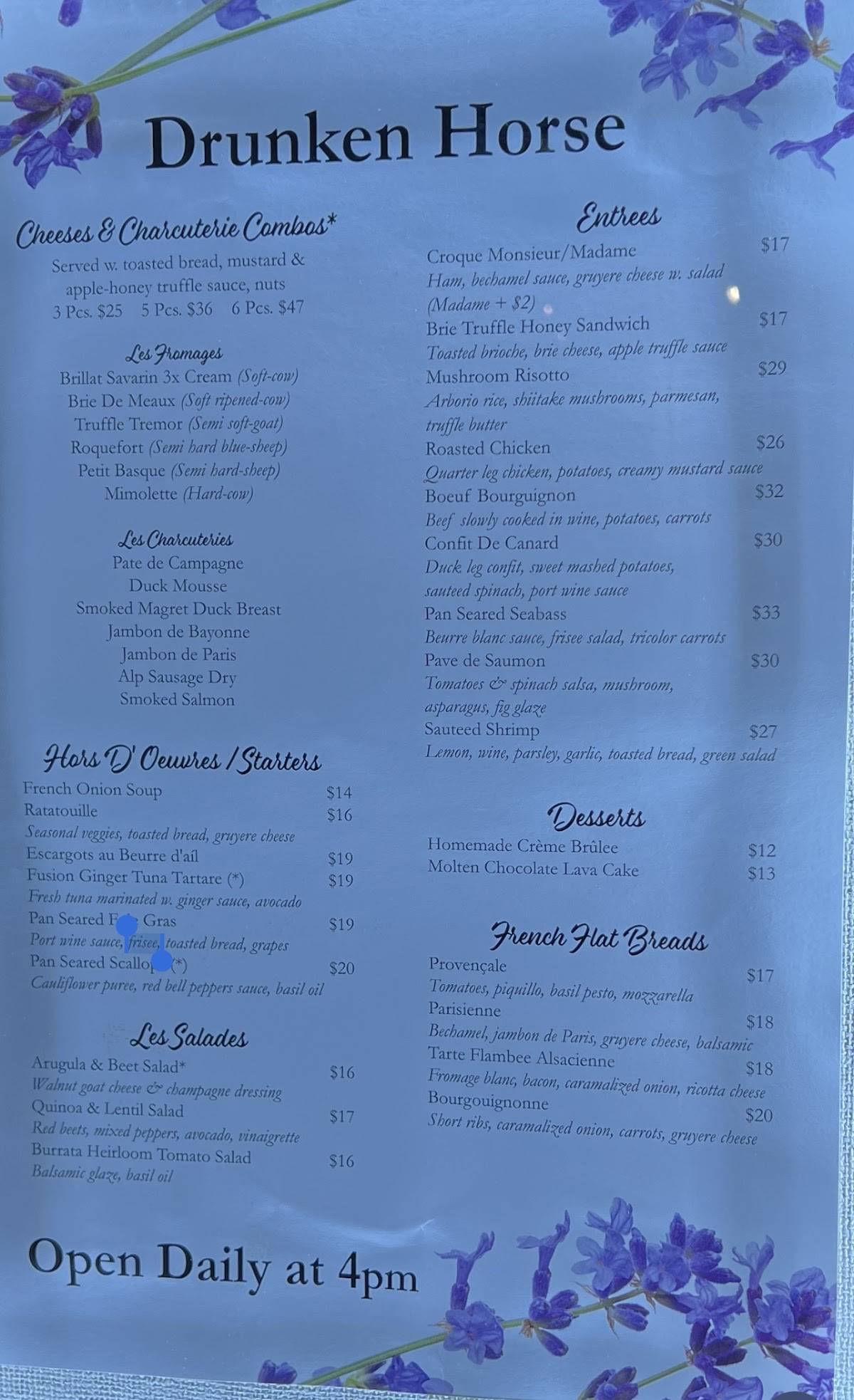Menu at The Drunken Horse St. Augustine pub & bar, St. Augustine