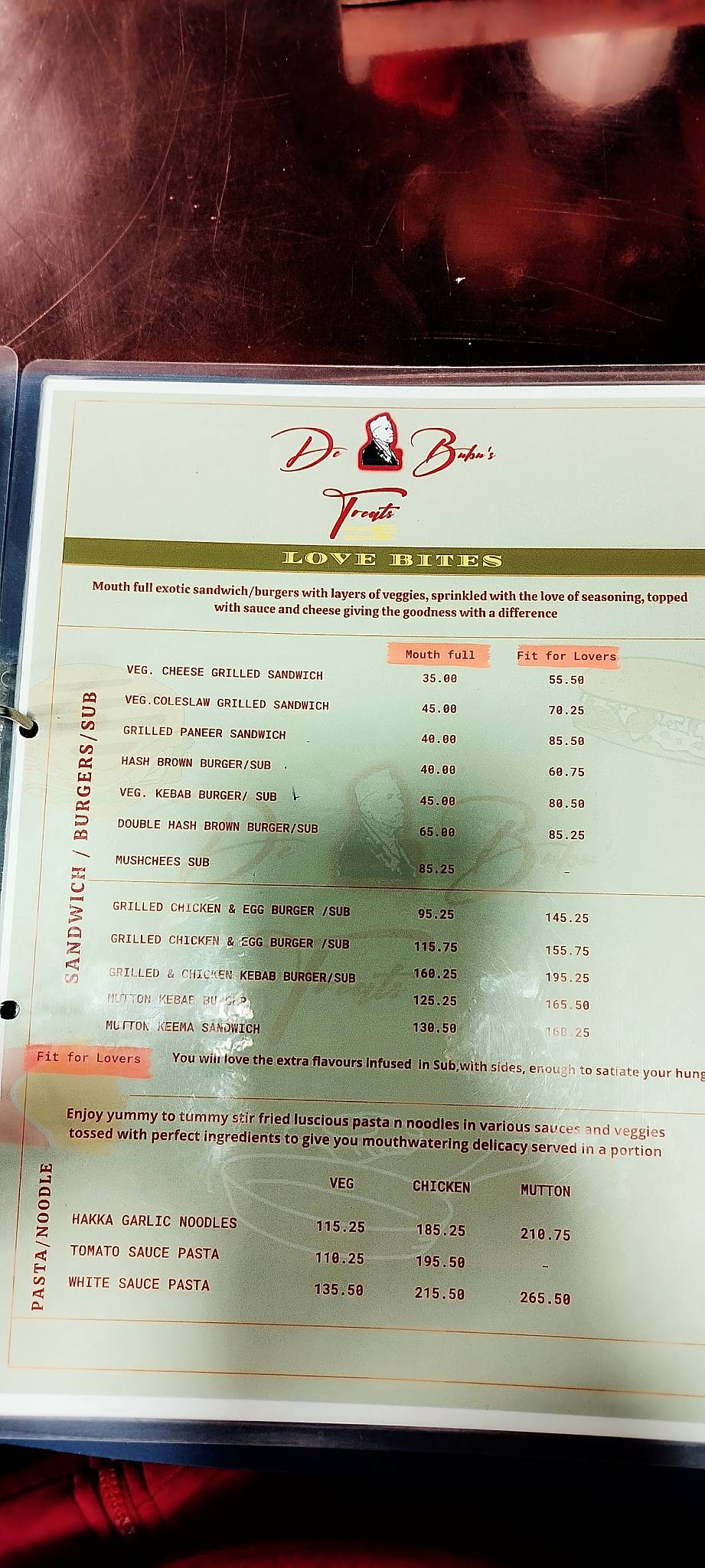 Menu at De Bubu's Treats, Nainital