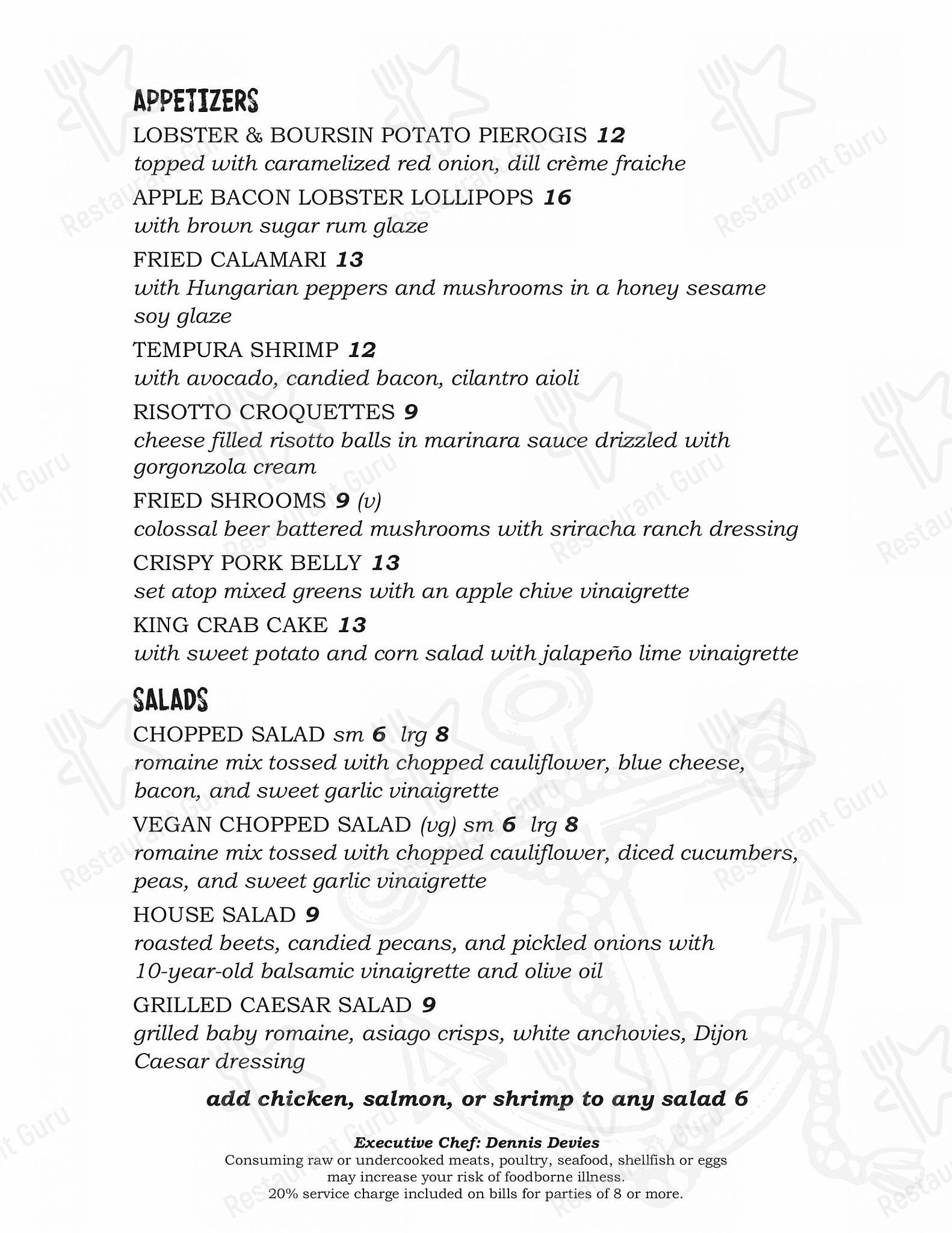 Menu at Rusty Anchor steakhouse, Cleveland, Main Ave