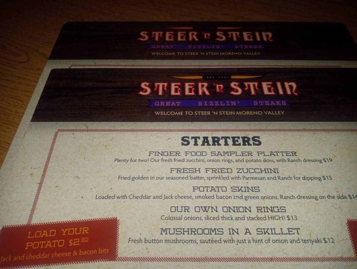 Menu at Steer 'n Stein Restaurant, Hemet