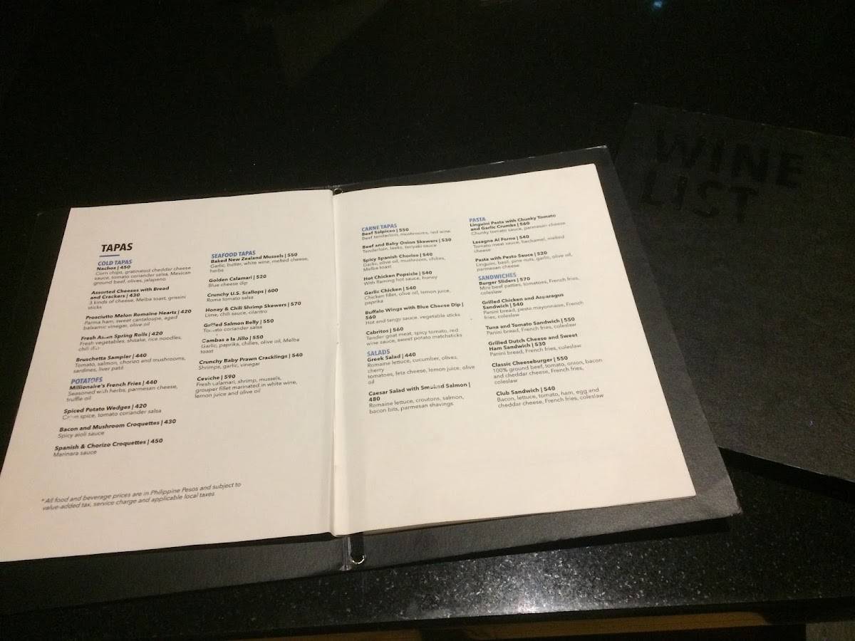 Menu at Straight Up Bar at Seda BGC, Taguig, Seda Hotel Rooftop