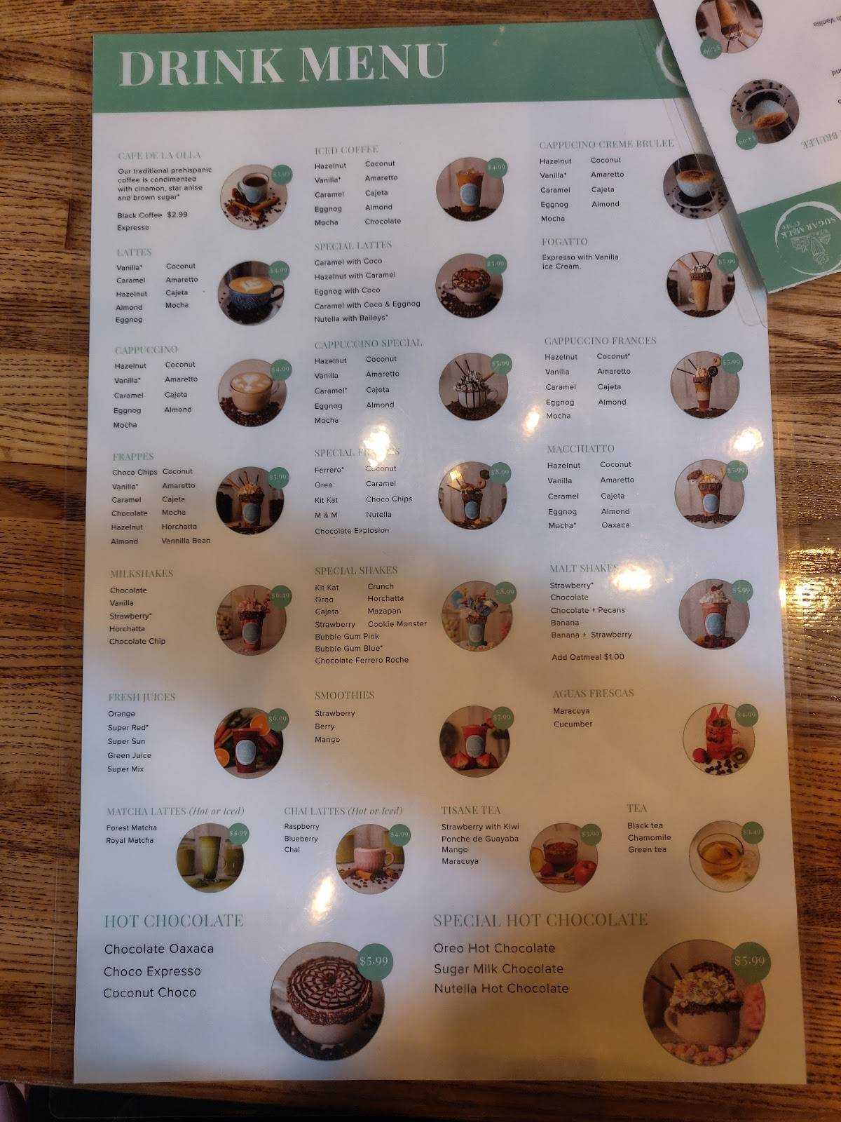 Menu at Sugar Milk Cafe, Naperville