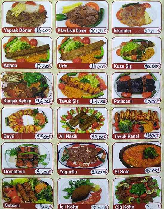 Menu at Sultan Şark Sofrası, Istanbul, Eski Edirne Asf. No:618 D:B