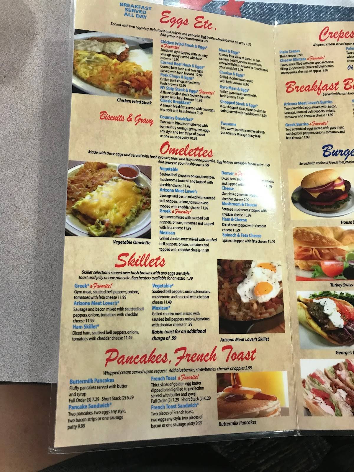 Menu at George's Cafe, Sun City