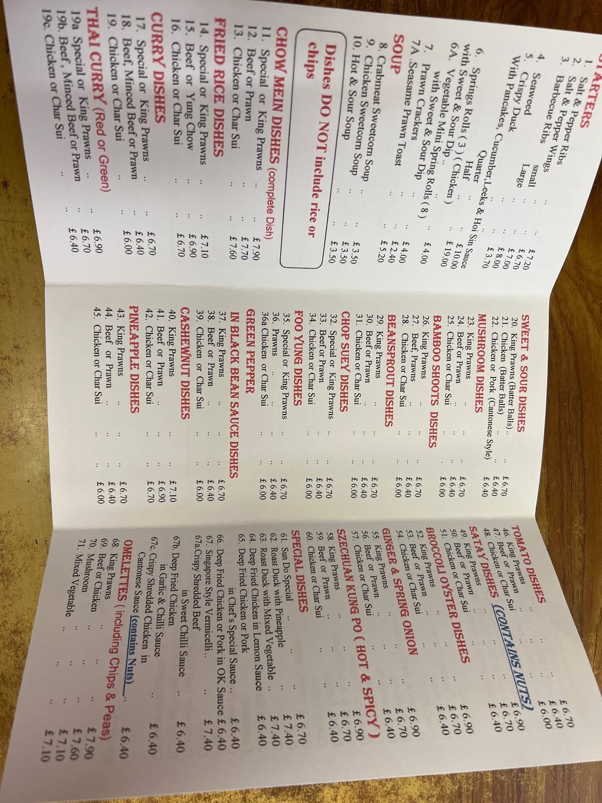 Menu at Sun Do Chinese Takeaway fast food, Chester