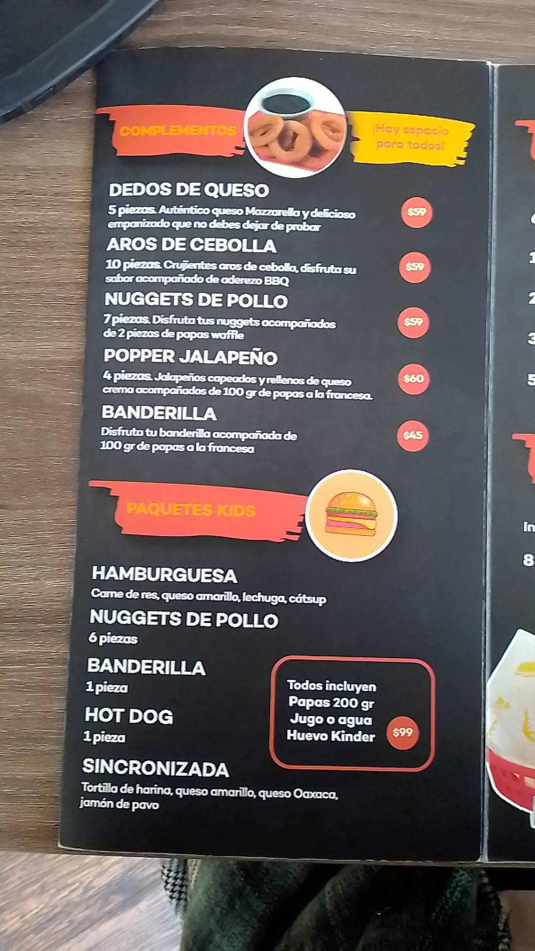 Menu at Supremas Hamburguesas restaurant, Mexico