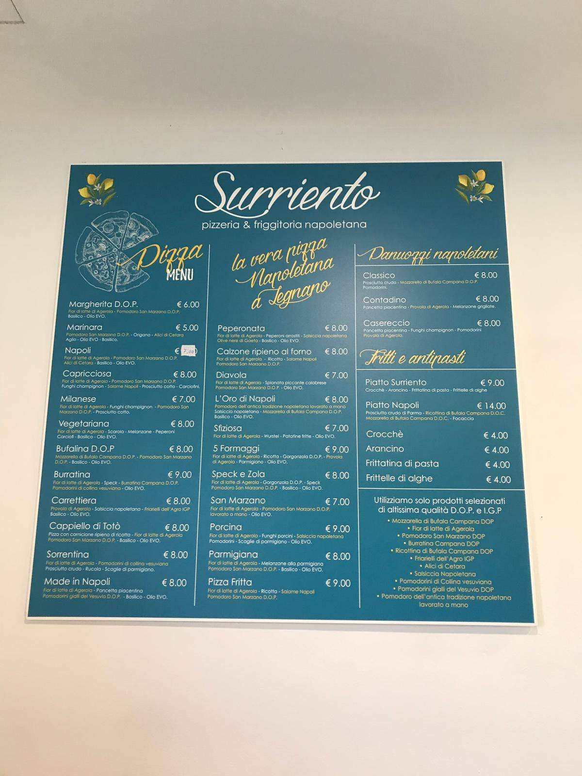Carta de Surriento 2.0 Pizzeria e Pasticceria, Legnano