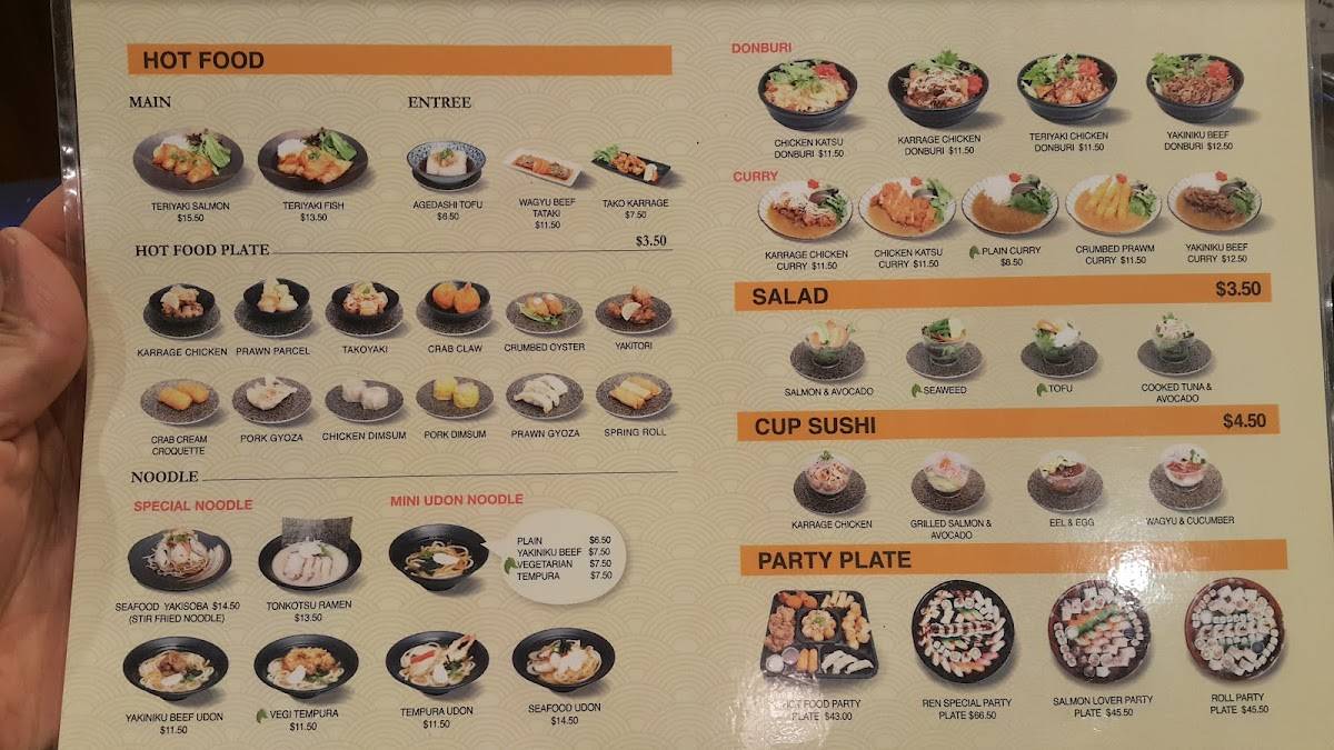Menu at Sushi Ren restaurant, Underwood