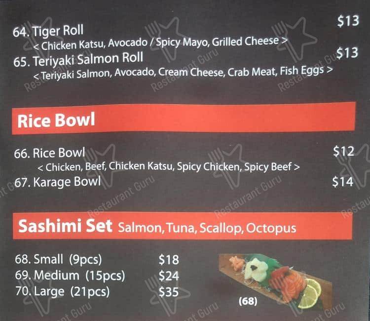 Menu at Sushi Shou Jindalee restaurant, Jindalee