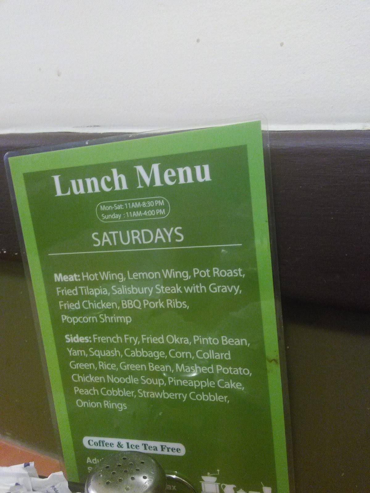 Menu at Sweet Baby Jane's restaurant, Lawrenceville
