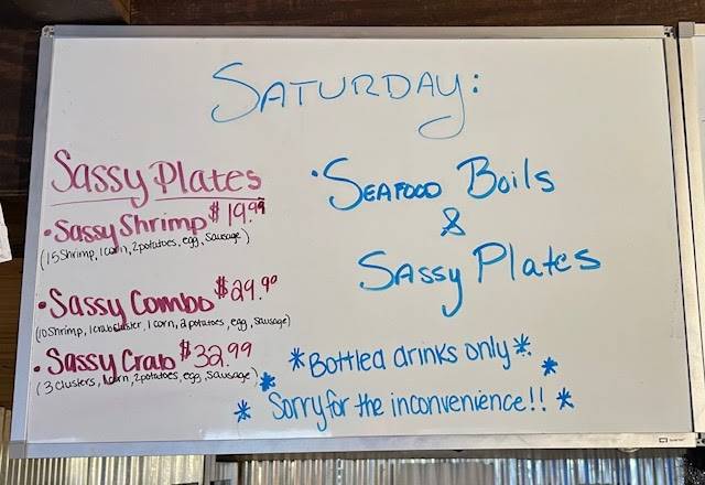Menu at T-Johnny's Seafood and Cajun Market restaurant, Coweta
