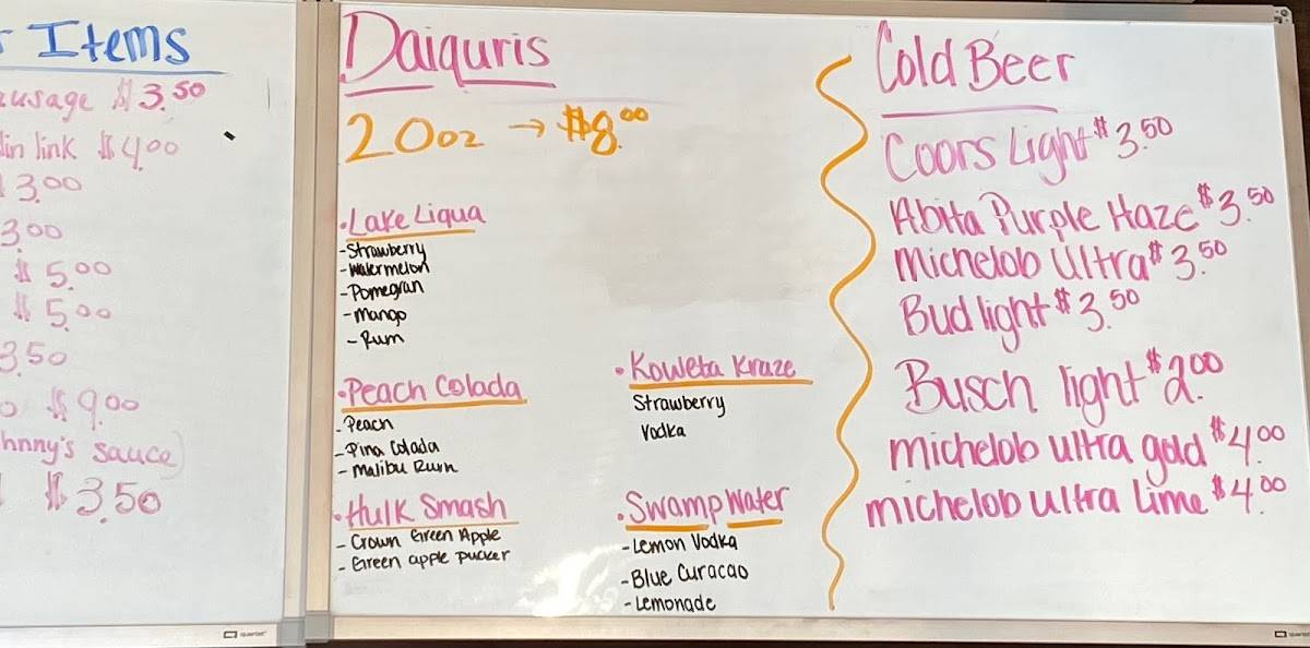 Menu at T-Johnny's Seafood and Cajun Market restaurant, Coweta